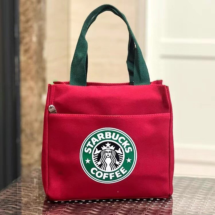 Термосумка Starbucks с 3-слойной изоляцией для еды и напитков, двойная молния, 5 цветов, ткань Оксфорд， красный