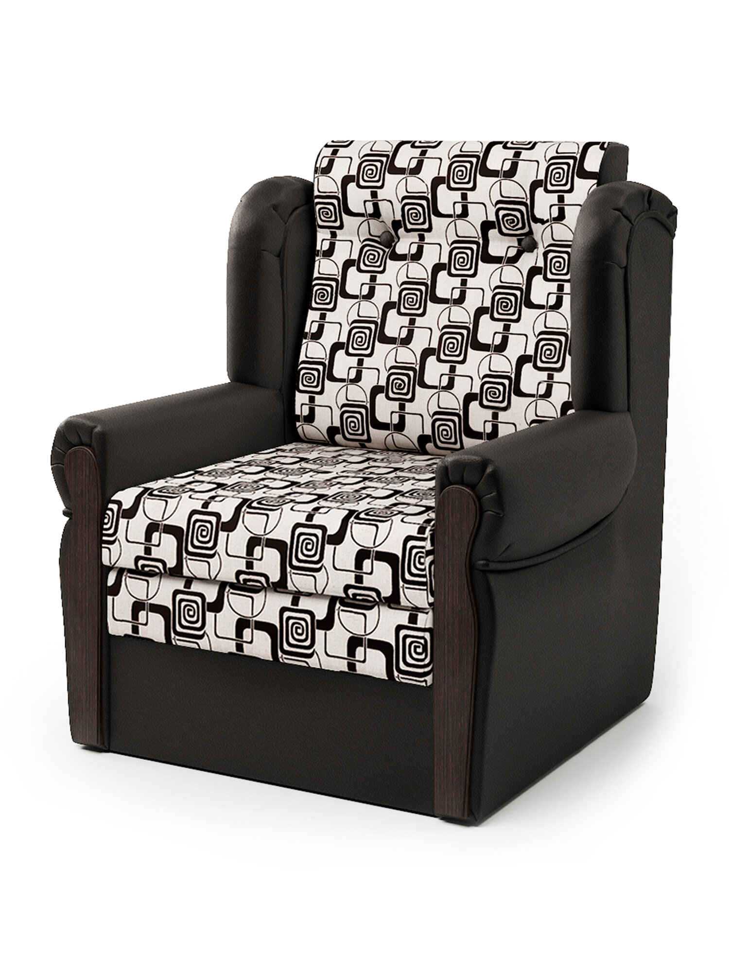 Кресло-кровать Шарм-Дизайн Классика М раскладное кресло в гостиную, с ящиком для белья, 62х190 см, шоколад и ромб