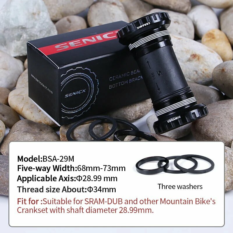 SENICX Bsa 68/73 Нижний кронштейн с резьбой, подходит для горного велосипеда SRAM/DUB, керамический BB, центральный вал велосипеда, кривошип, ось 28,99 мм