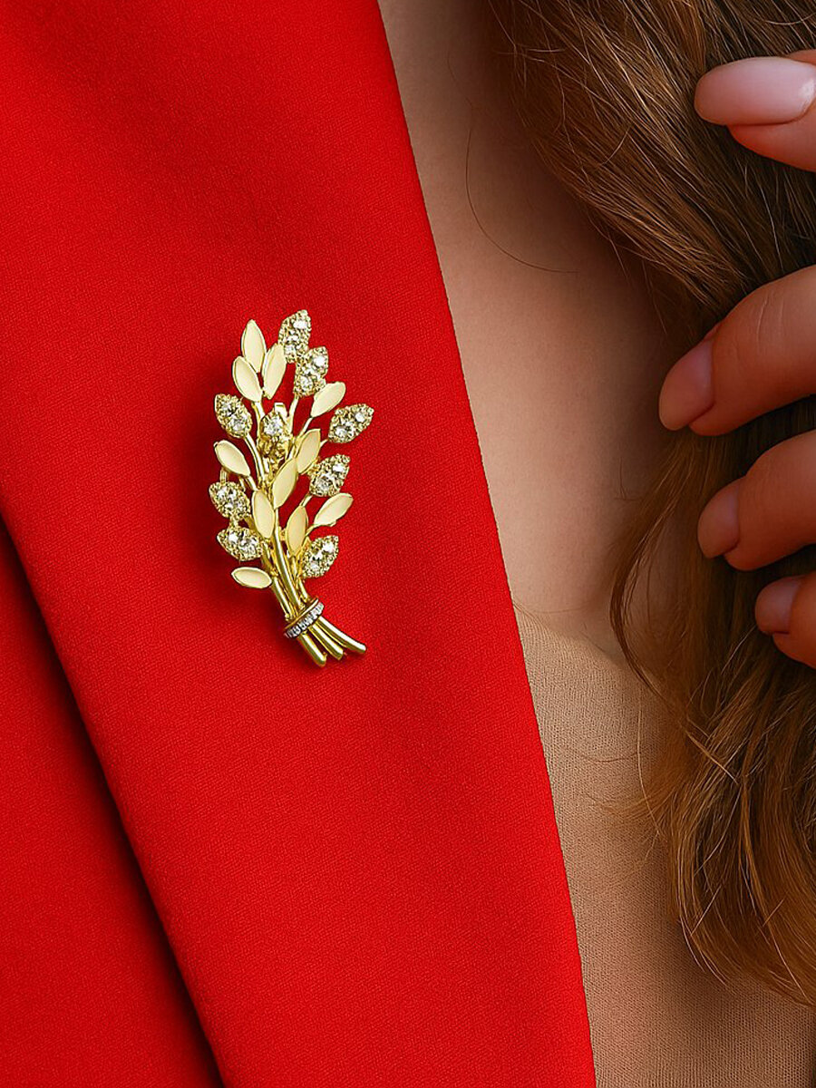 Брошь, кошачий глаз синтетический