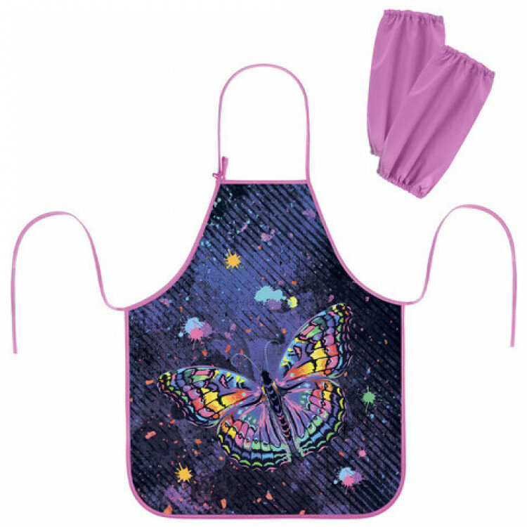 Фартук с нарукавниками для уроков труда юнландия, регулировка по росту, 46х54 см, "Colorful butterfly", 273763