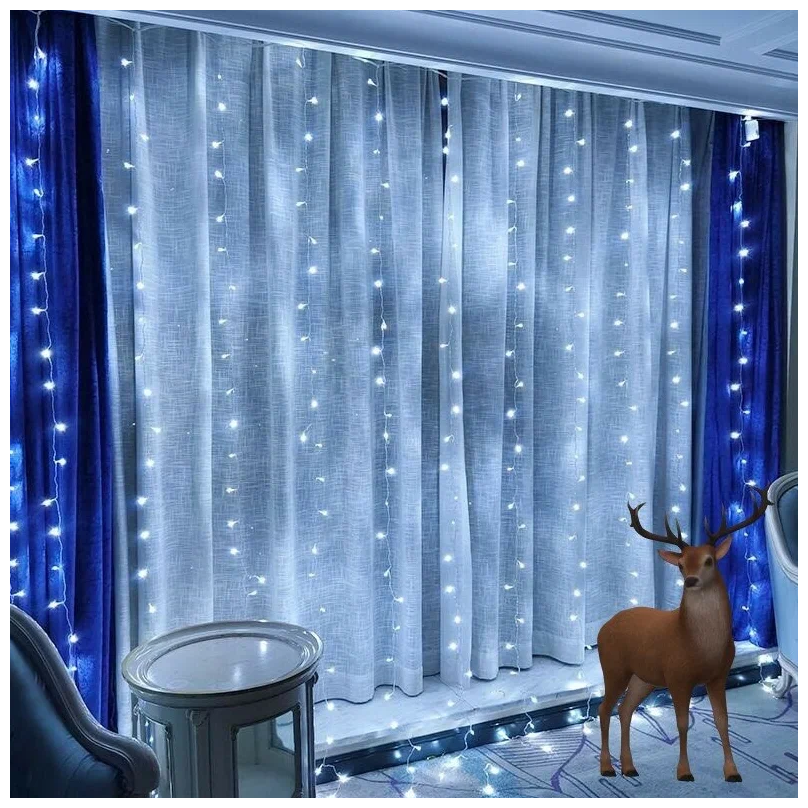 Гирлянда светодиодная интерьерная занавес штора 3х2 м Лапландия, холодный белый