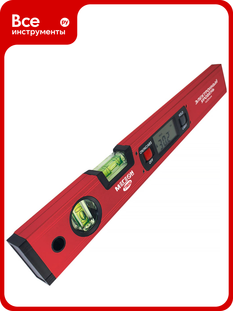 Цифровой уровень мегеон 77800 к0000019525 с пузырьковым уровнем и электронным измерением, двойное питание