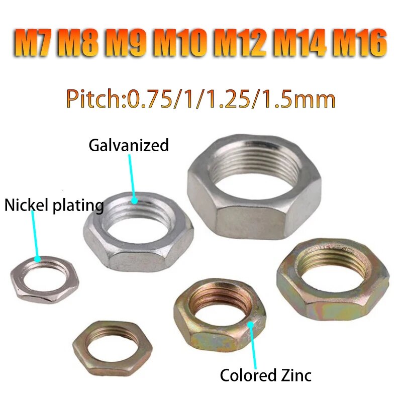Нержавеющие гайки шестигранные M12x1.25x5 (10шт), Galvanized