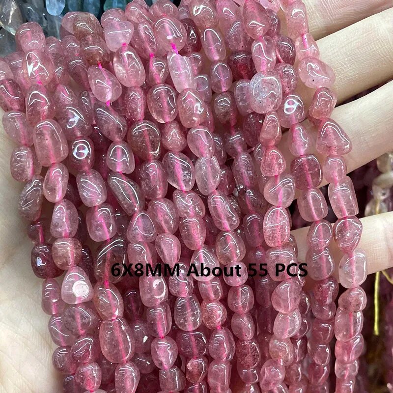 Бусины из клубничного кварца SYSRXLR Розовый, 6X8MM About 55 PCS