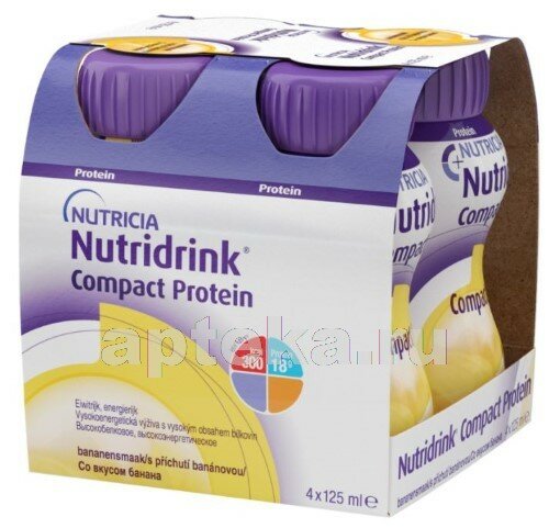 Нутридринк Компакт Протеин лечебное диетическое высокобелковое питание со вкусом банана 125 мл 4 шт.