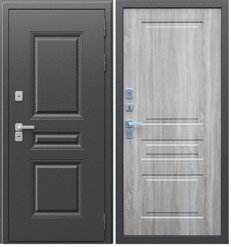 Дверь входная с терморазрывом 3 контура "Диксон", с панелью дуб сонома светлый, размер по коробке 970х2050, правая.