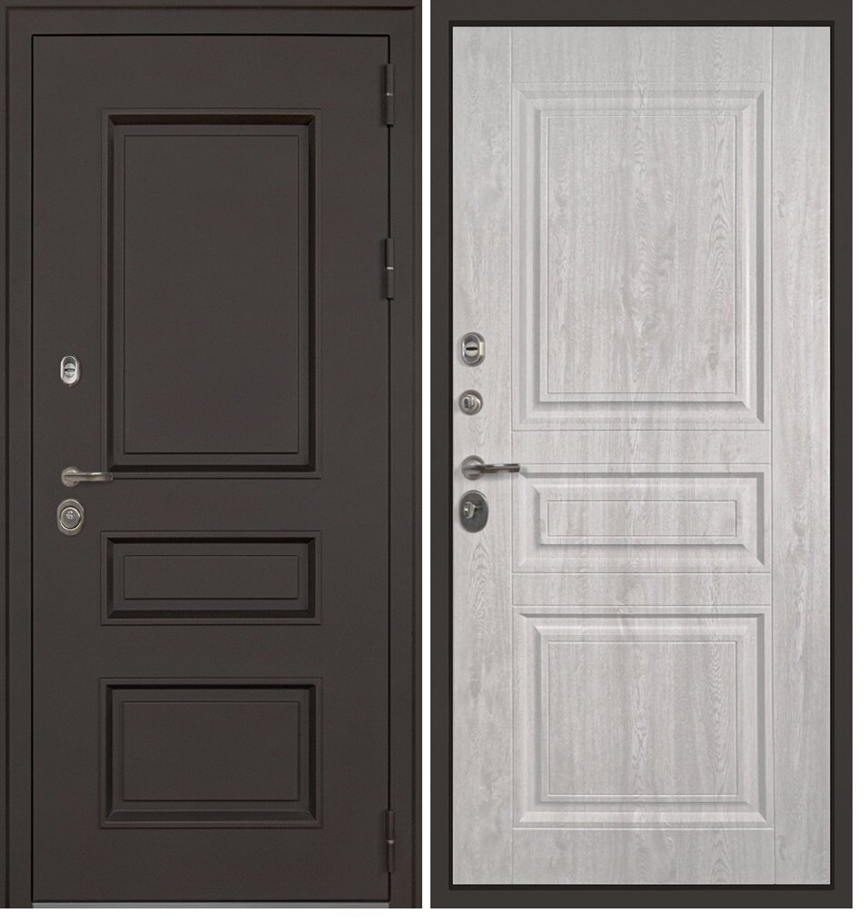 Дверь входная с терморазрывом 3 контура "Аляска", с внутренней панелью сосна белая, размер по коробке 960х2050, левая.