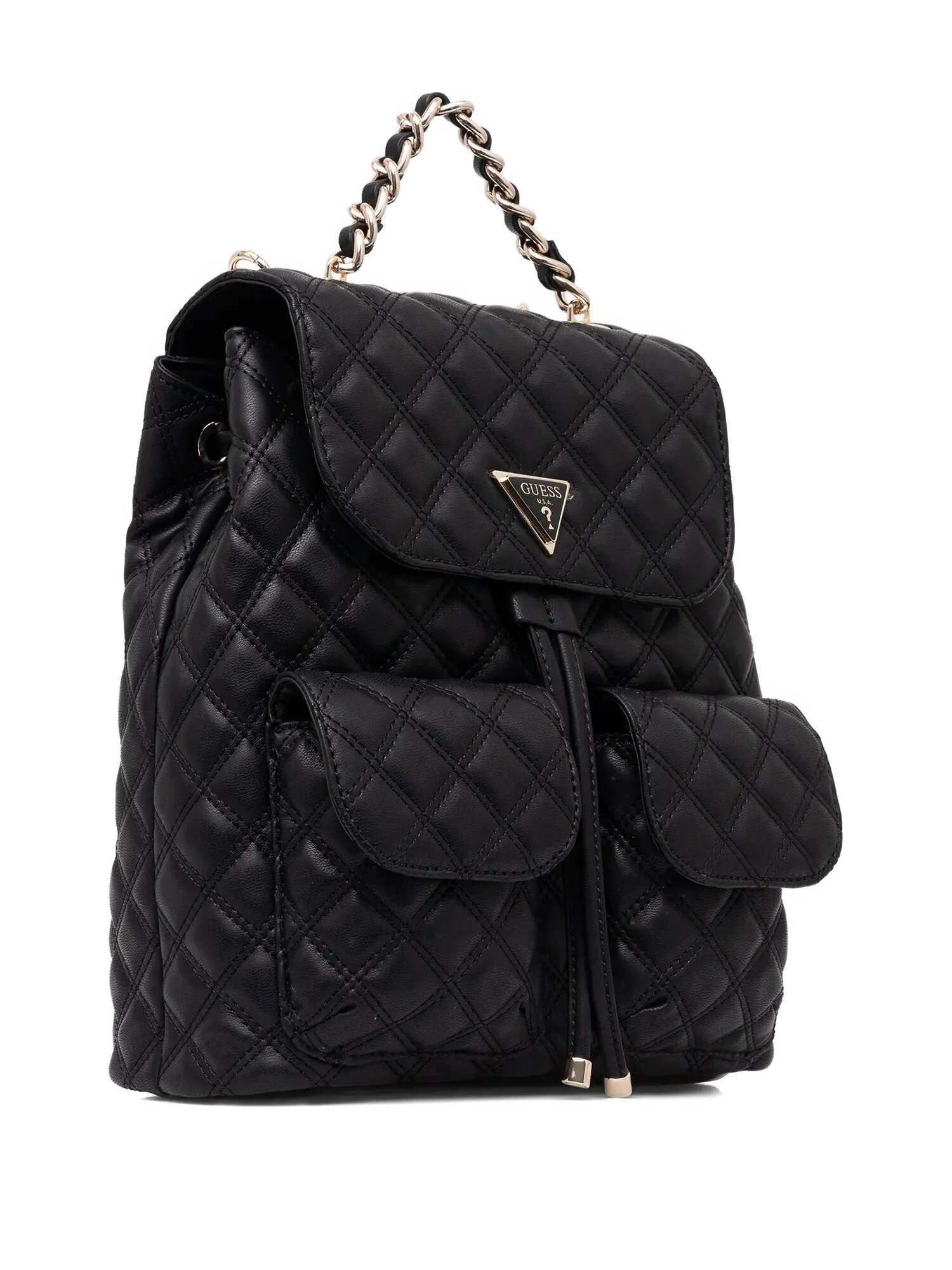Сумка GUESS Quilted-effect chain-detail backpack, черный/черный — фото 1