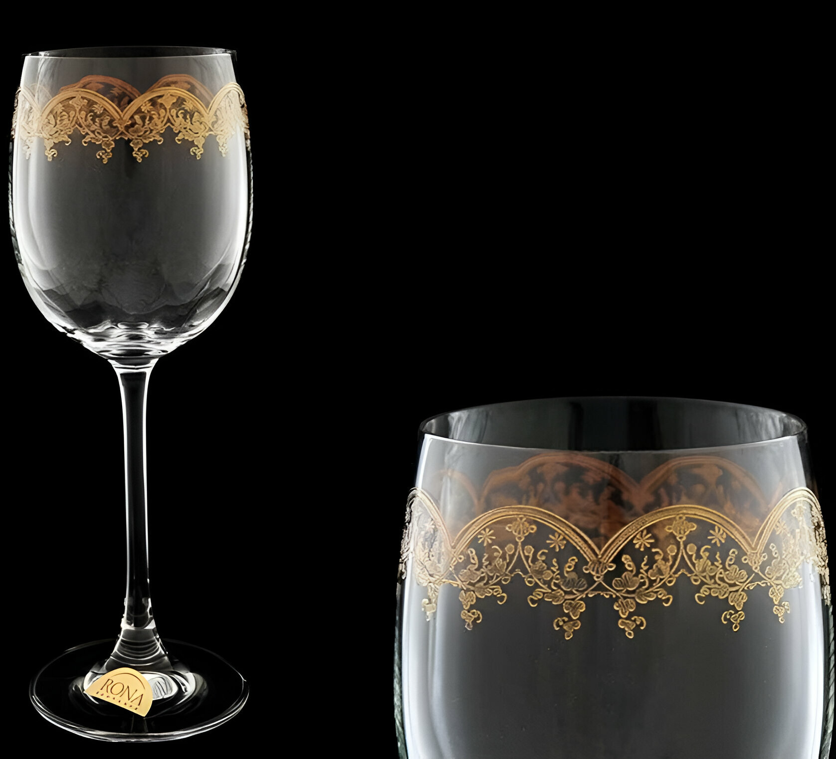 Набор фужеров Rona Эсприт "Арки золотистые", для вина, 260мл, 6шт