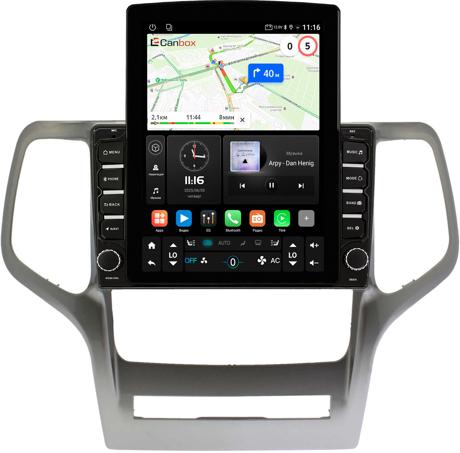Штатная магнитола Canbox GT095-9481 для Jeep Grand Cherokee 4 (WK2) 2010-2013 на Android 10 (QLed, 2/32, DSP, CarPlay)