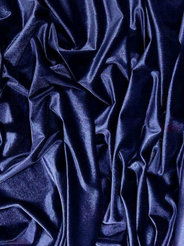Ткань Бархат-стрейч темно-синий, 1 метр