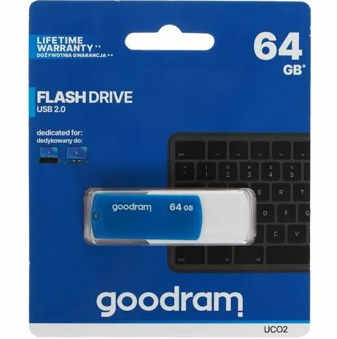Память USB Flash 64 ГБ Goodram UCO2 (UCO2-0640MXR11) - USB 2.0, до 20 Мбайт/сек, поворотный (флип), пластик