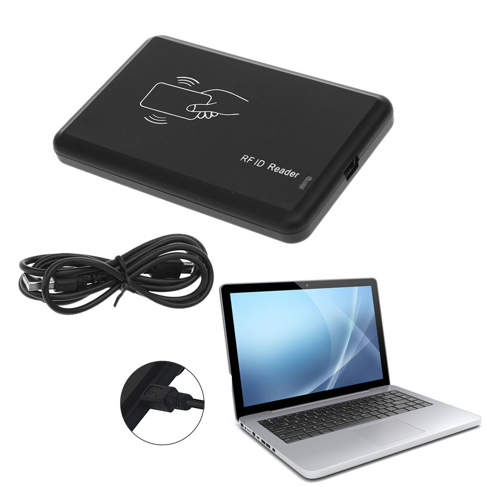 Бесконтактный считыватель карт IC 14443A с интерфейсом USB, 5 карт + 5 брелоков, 13.56 МГц RFID.