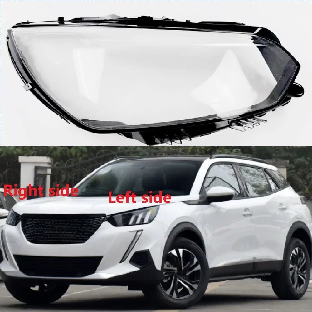 Крышка автомобильной фары для Peugeot 2008 2020-2022, пластиковый прозрачный 2PCS Left and Right