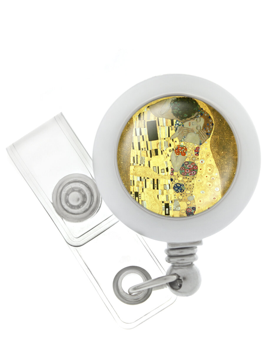 Держатель TINA BOLOTINA , для бейджа, с ретрактором, серебристый, Поцелуй