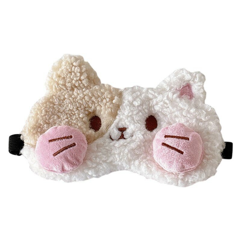 Милая плюшевая маска для сна с котом и кроликом, мягкая маска для сна, повязка на глаза с изображением мультяшных животных для сна, удобная повязка на глаза, дорожная повязка для женщин и детей