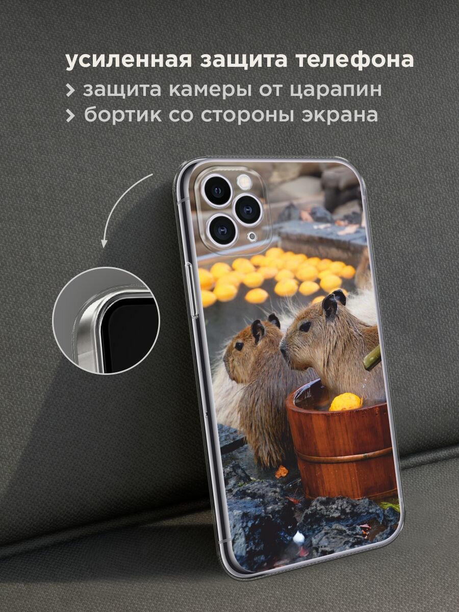 Чехол на Apple iPhone 11 Pro / Айфон 11 Про с принтом "Капибары отмокают" — фото 1