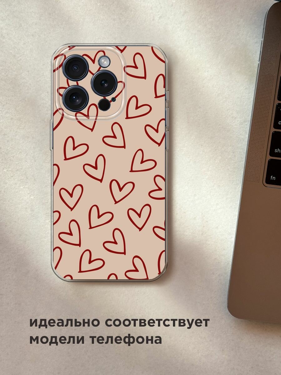 Чехол на Apple iPhone 15 Pro / Айфон 15 Про с принтом "Little hearts doodles 1 - 14 февраля" — фото 1