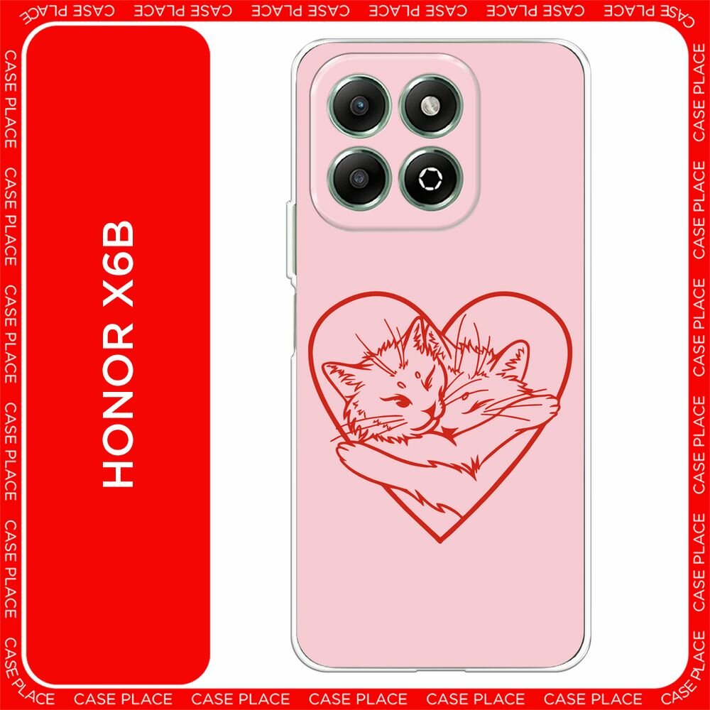 Чехол на Honor X6b / Хонор X6b с принтом "Влюблённые котики рисунок 1 - 14 февраля"