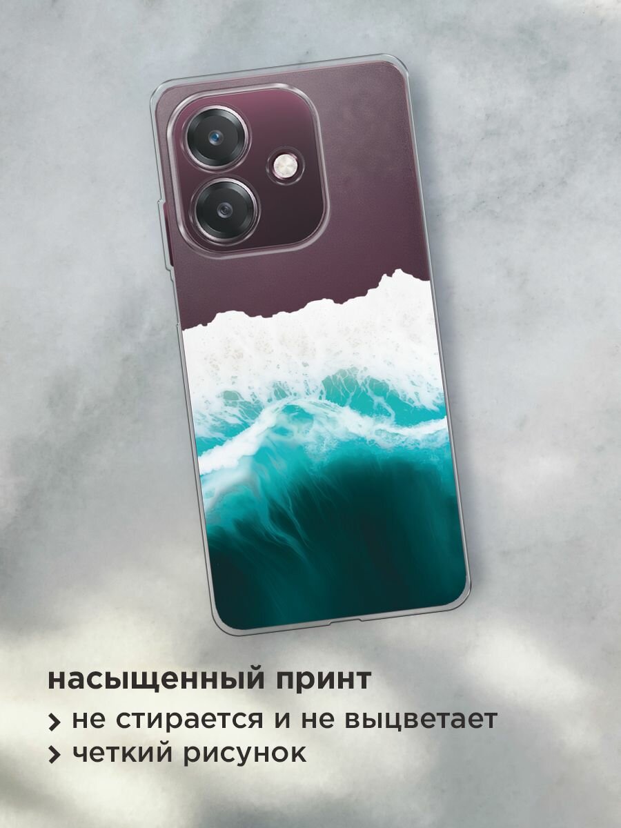 Чехол на Oppo A3/A3x / Оппо А3/A3x с принтом "Большая волна", прозрачный — фото 1