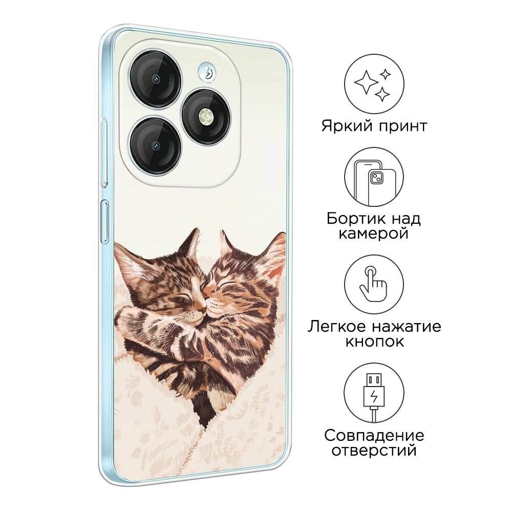 Чехол на Itel P55 / Ител Р55 с принтом "Влюбленные котейки - 14 февраля" — фото 1