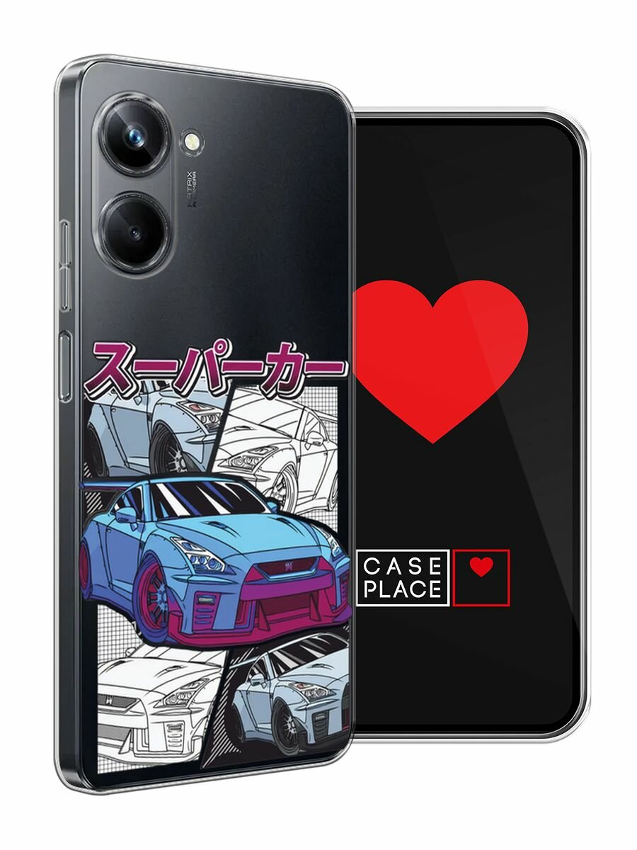 Чехол на Realme 10 Pro / Реалми 10 Про с принтом "JDM коллаж", прозрачный — фото 1