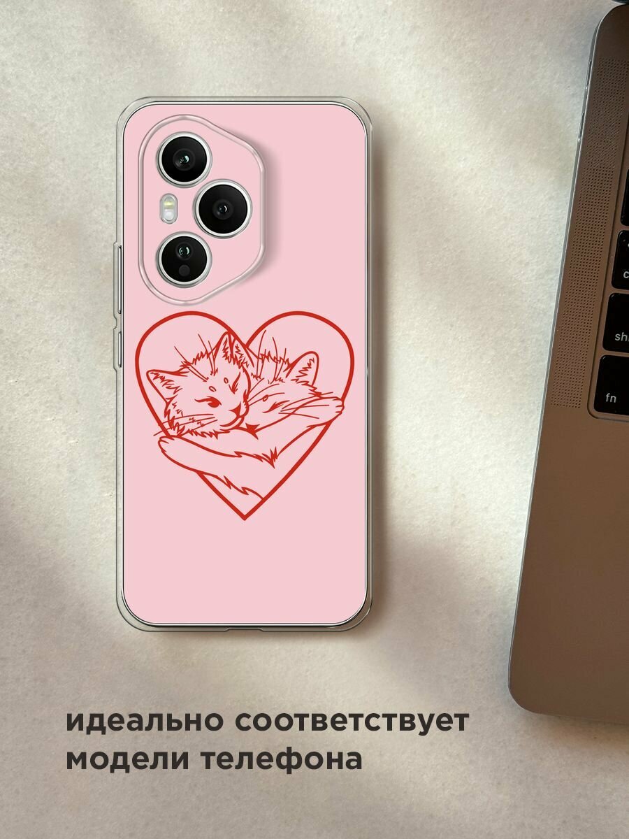 Чехол на Honor 400 Pro / Хонор 400 Про с принтом "Влюблённые котики рисунок 1 - 14 февраля" — фото 1