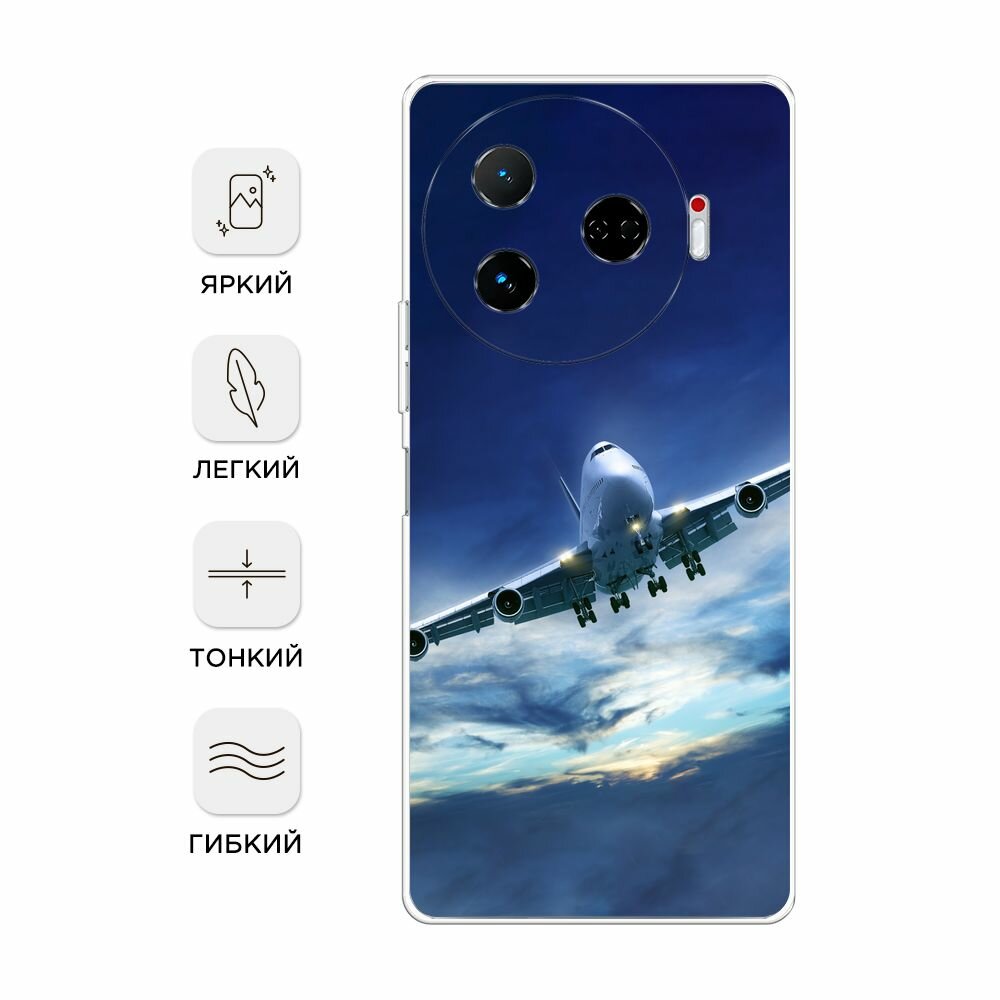 Чехол на Tecno Camon 30 Pro 5G / Текно Камон 30 Про 5G с принтом "Самолет в небе" — фото 1