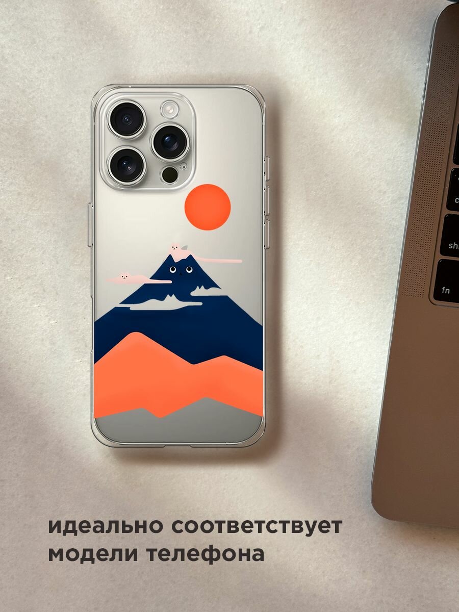 Чехол на Apple iPhone 16 Pro / Айфон 16 Про с принтом "Кот-гора", прозрачный — фото 1