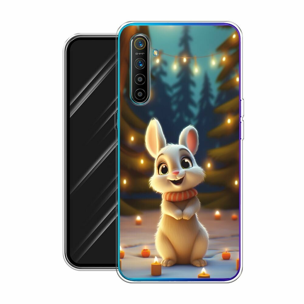 Чехол на Realme XT / Реалми XT с принтом "Кролик среди свечей" — фото 1