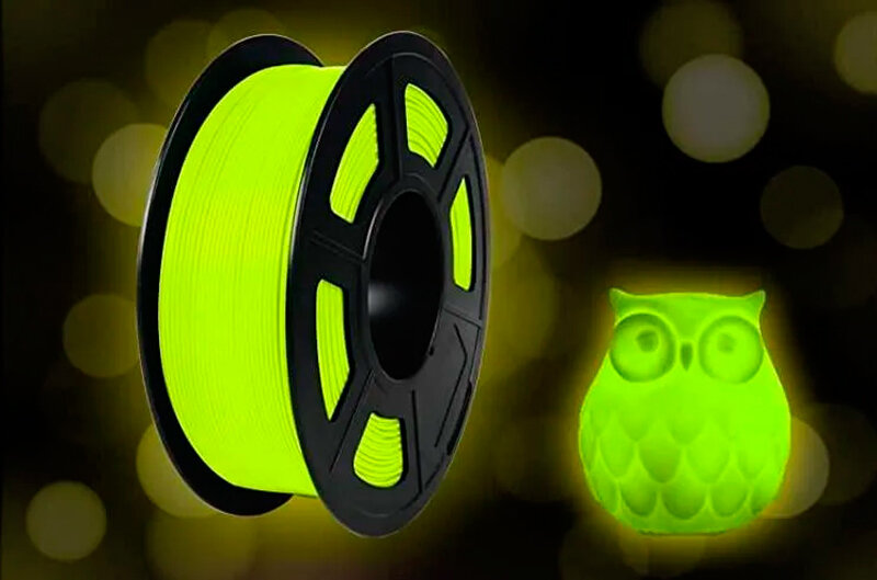 Филамент NV Print PLA Noctilucent (Glow In the Dark) Yellow для 3D печати диаметр 1.75мм длина 330м масса 1кг