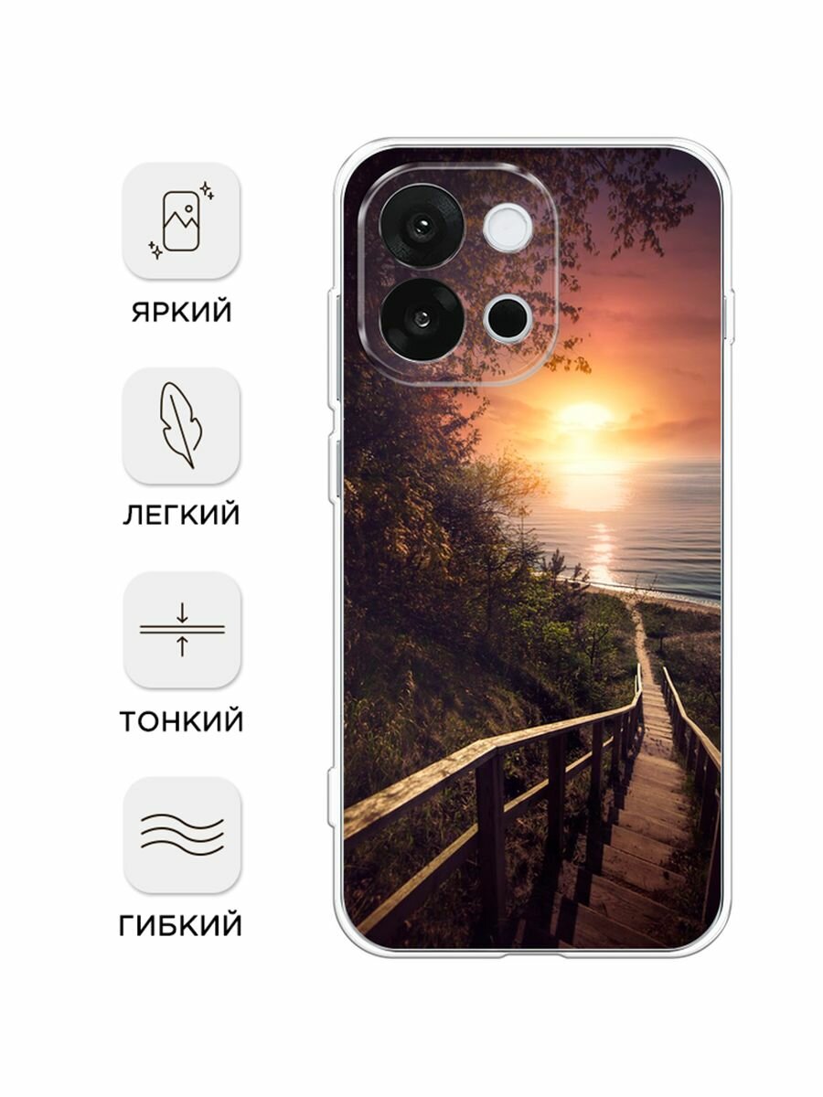 Силиконовый чехол на OnePlus 13T / Ван Плас 13Т с принтом "Мост у воды" — фото 1