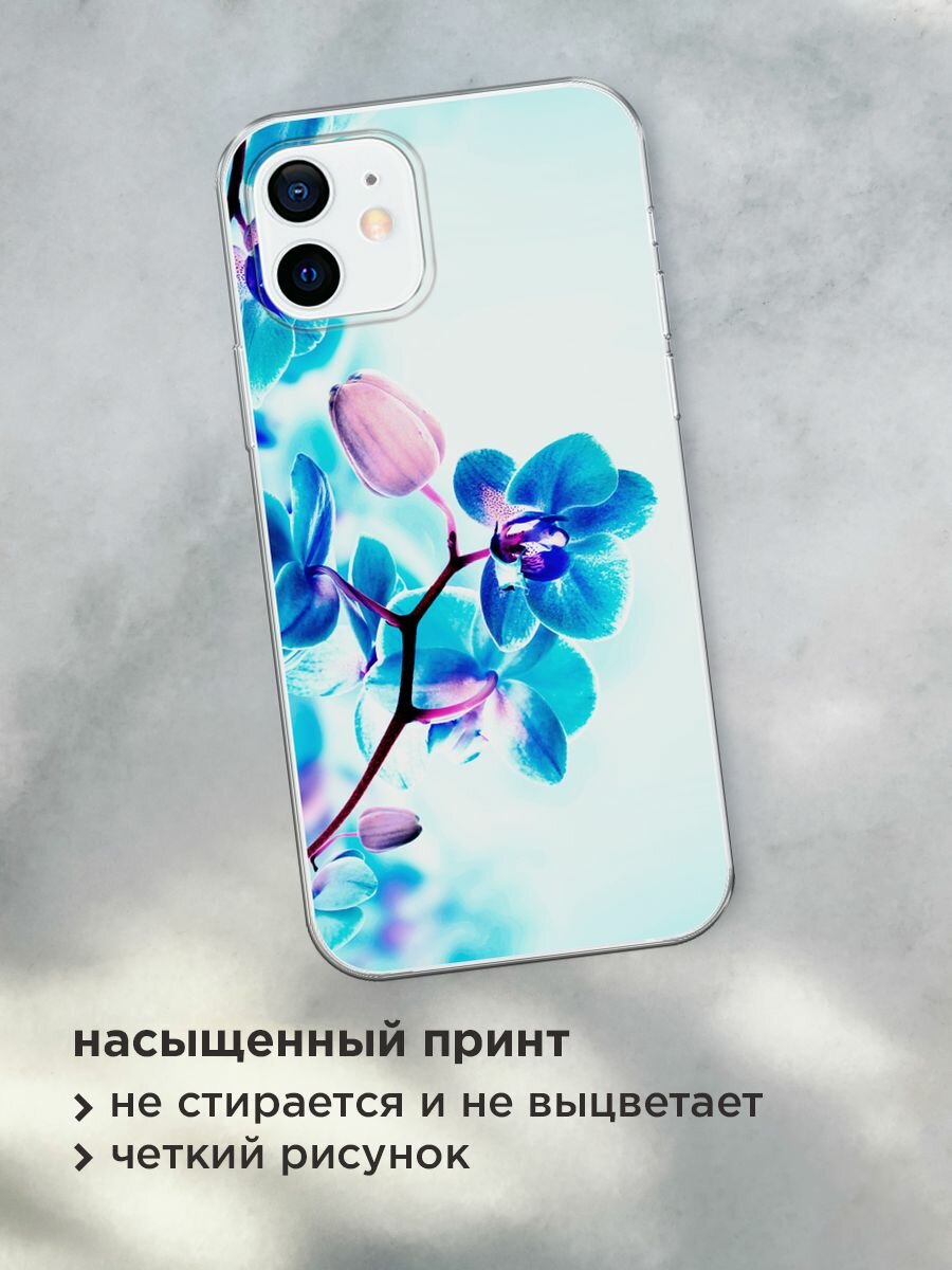 Чехол на Apple iPhone 12/12 Pro / Айфон 12/12 Про с принтом "Голубая орхидея" — фото 1