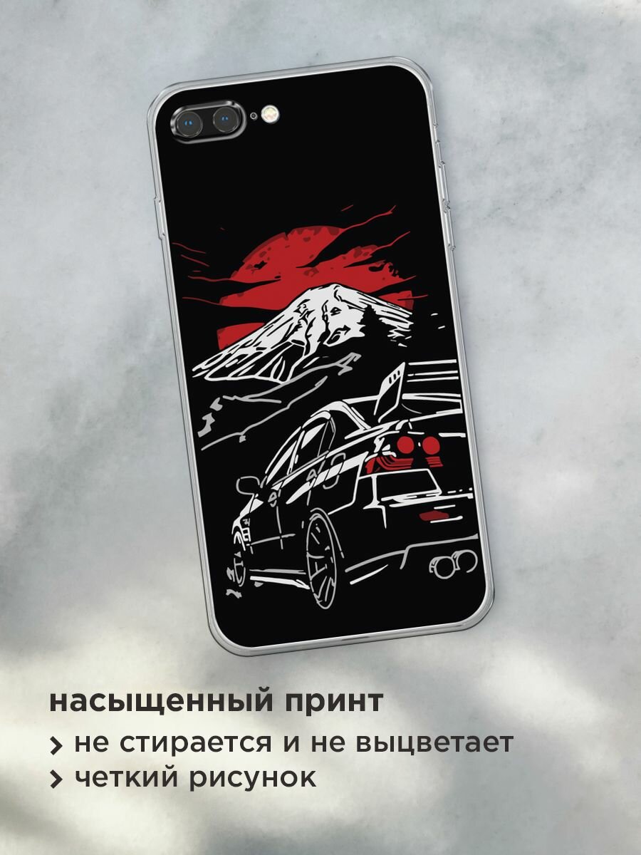 Чехол на Apple iPhone 7 Plus / Айфон 7 Плюс с принтом "Машина в горах JDM" — фото 1