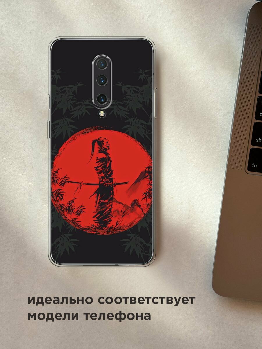 Чехол на OnePlus 8 / ВанПлас 8 с принтом "Самурай на красном фоне" — фото 1