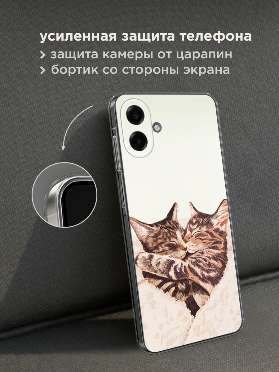 Чехол на Samsung Galaxy A07/A08 / Самсунг А07/А08 с принтом "Влюбленные котейки - 14 февраля" — фото 1