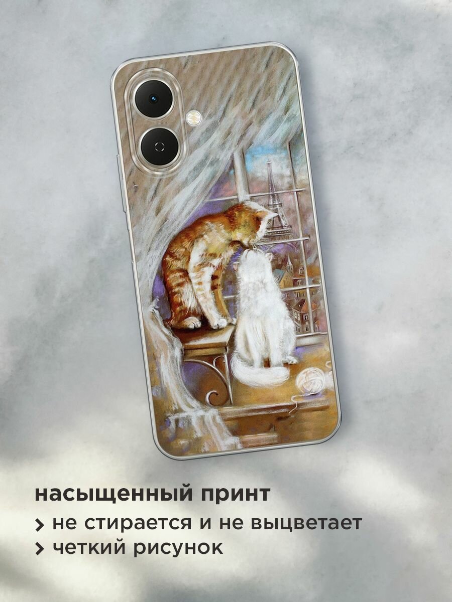 Чехол на Tecno Spark Go 2 / Текно Спарк Го 2 с принтом "Влюбленные котики 1" — фото 1