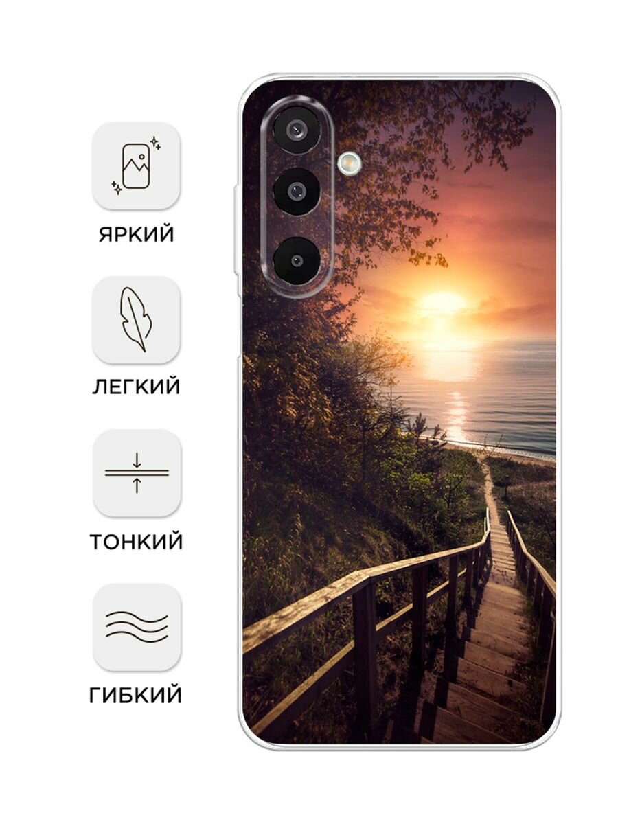 Чехол на Samsung Galaxy M16 / Самсунг Галакси М16 с принтом "Мост у воды" — фото 1