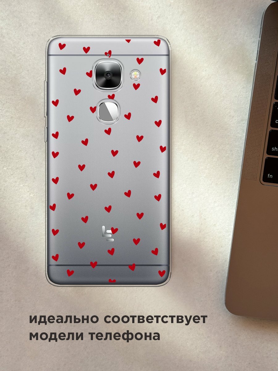 Чехол на LeEco Le 2/2 pro / Лееко Ле 2/2 про с принтом "Red hearts", прозрачный — фото 1