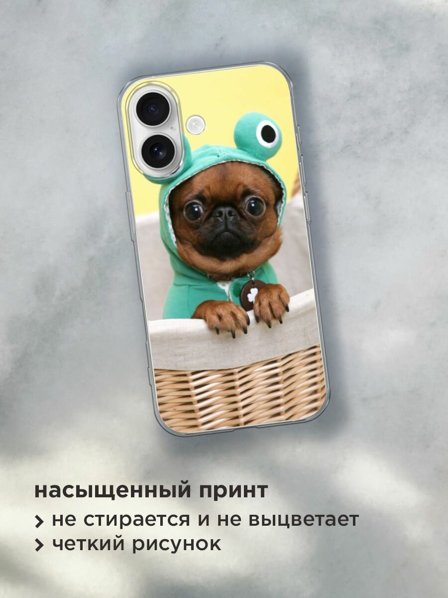 Чехол на Apple iPhone 17 / Айфон 17 с принтом "Собачка в шапке лягушки" — фото 1