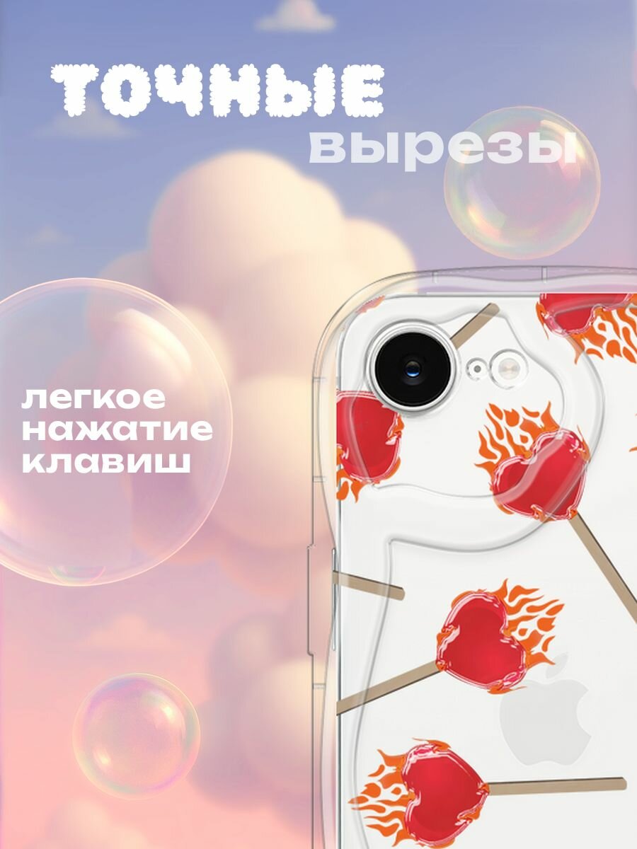 Чехол на iPhone 16e / Айфон 16е/17e с принтом Горящие леденцы 2, прозрачный — фото 1
