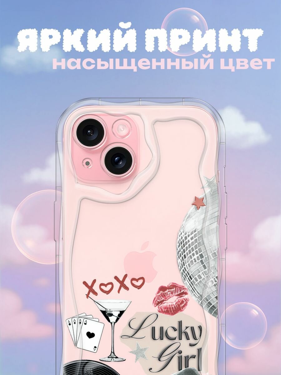 Чехол на Apple iPhone 15 / Айфон 15 с принтом xoxo lucky girl 2 — фото 1