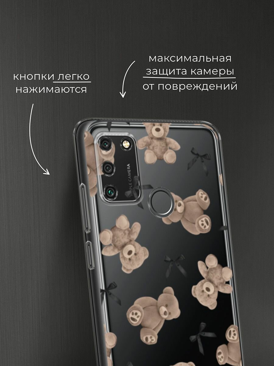 Чехол на Honor 9A / Хонор 9А с принтом "Плюшовые мишки 2", прозрачный — фото 1