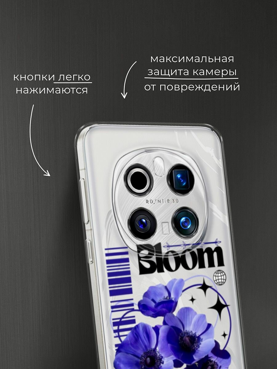 Чехол на Honor Magic 7 Pro / Хонор Мэджик 7 Про с принтом "Завораживающие анемоны", прозрачный — фото 1
