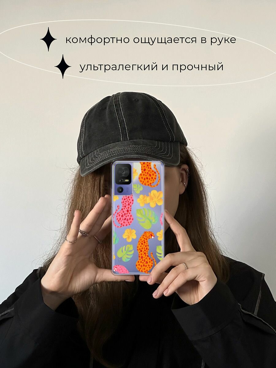 Чехол на TCL 40 SE / ТСЛ 40 SE с принтом "Экзотика", прозрачный — фото 1