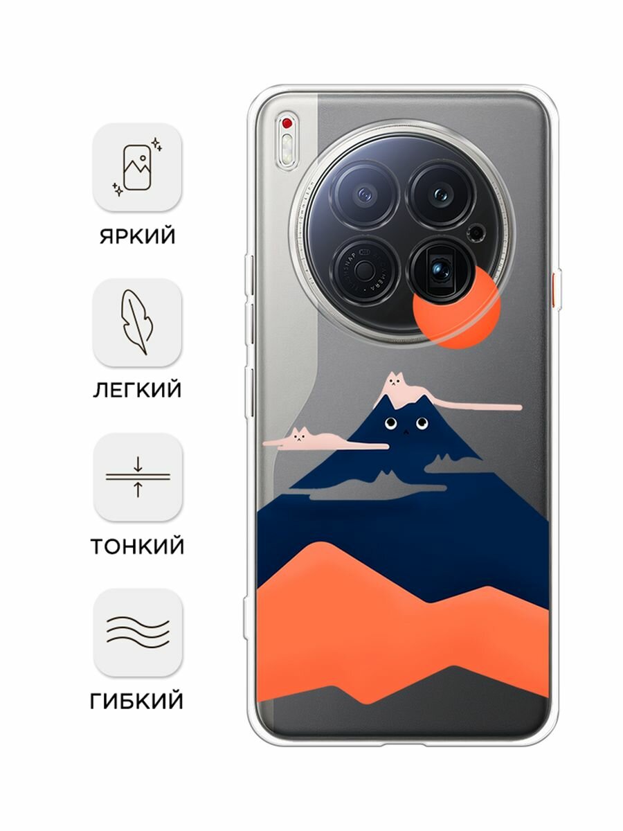 Чехол на Tecno Camon 40 Premier / Текно Камон 40 Премьер с принтом "Кот-гора", прозрачный — фото 1