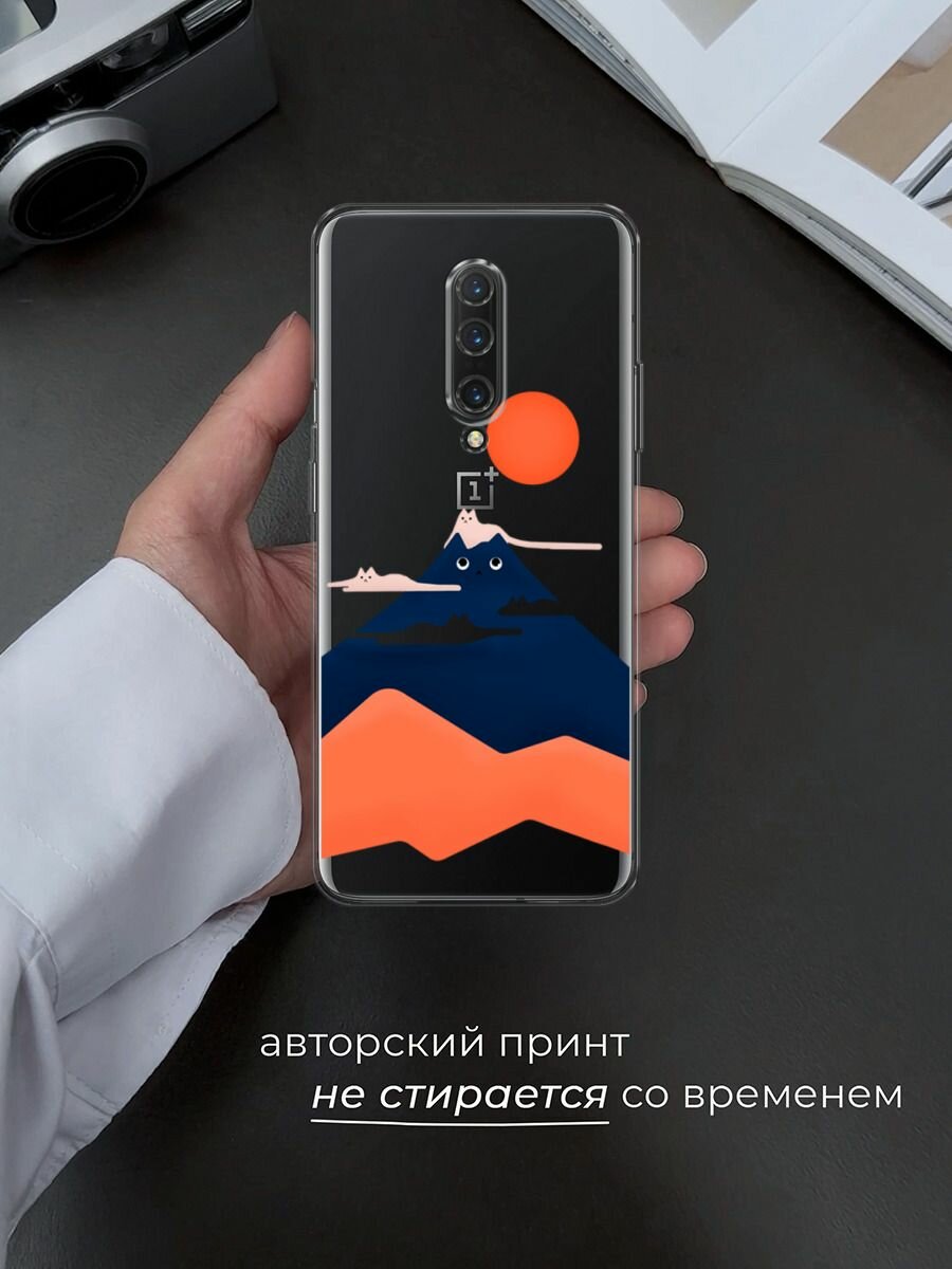 Чехол на OnePlus 8 / ВанПлас 8 с принтом "Кот-гора", прозрачный — фото 1