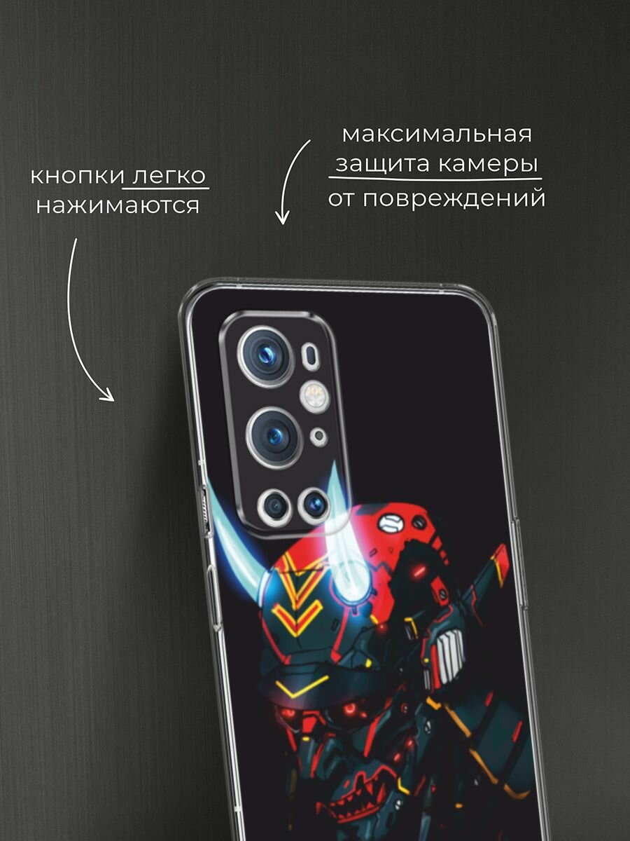 Чехол на OnePlus 9 Pro / ВанПлас 9 Про с принтом "Неоновый самурай" — фото 1