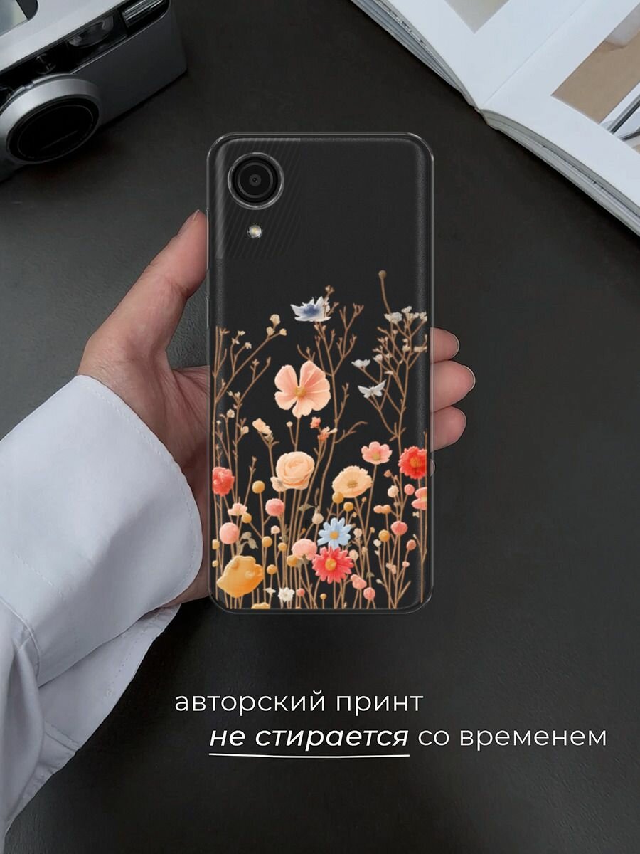 Чехол на Samsung Galaxy A03 Core / Самсунг Галакси А03 Core с принтом "Теплые полевые цветы" — фото 1